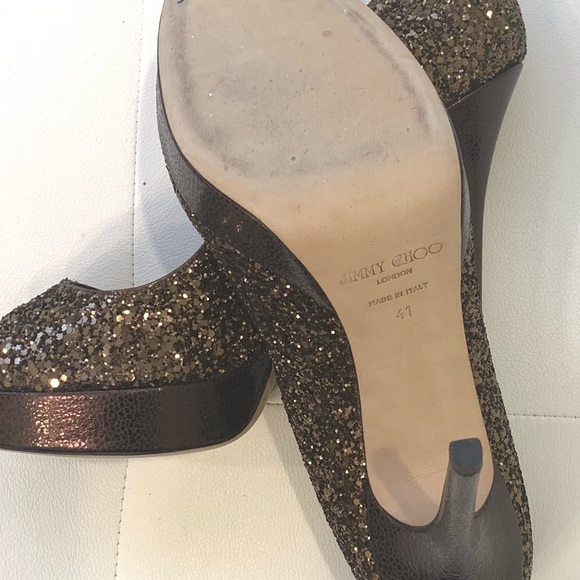 Jimmy Choo | Shoes | Jimmy Choo Open Toe Glitter Pumps Sz 4 | Poshmark